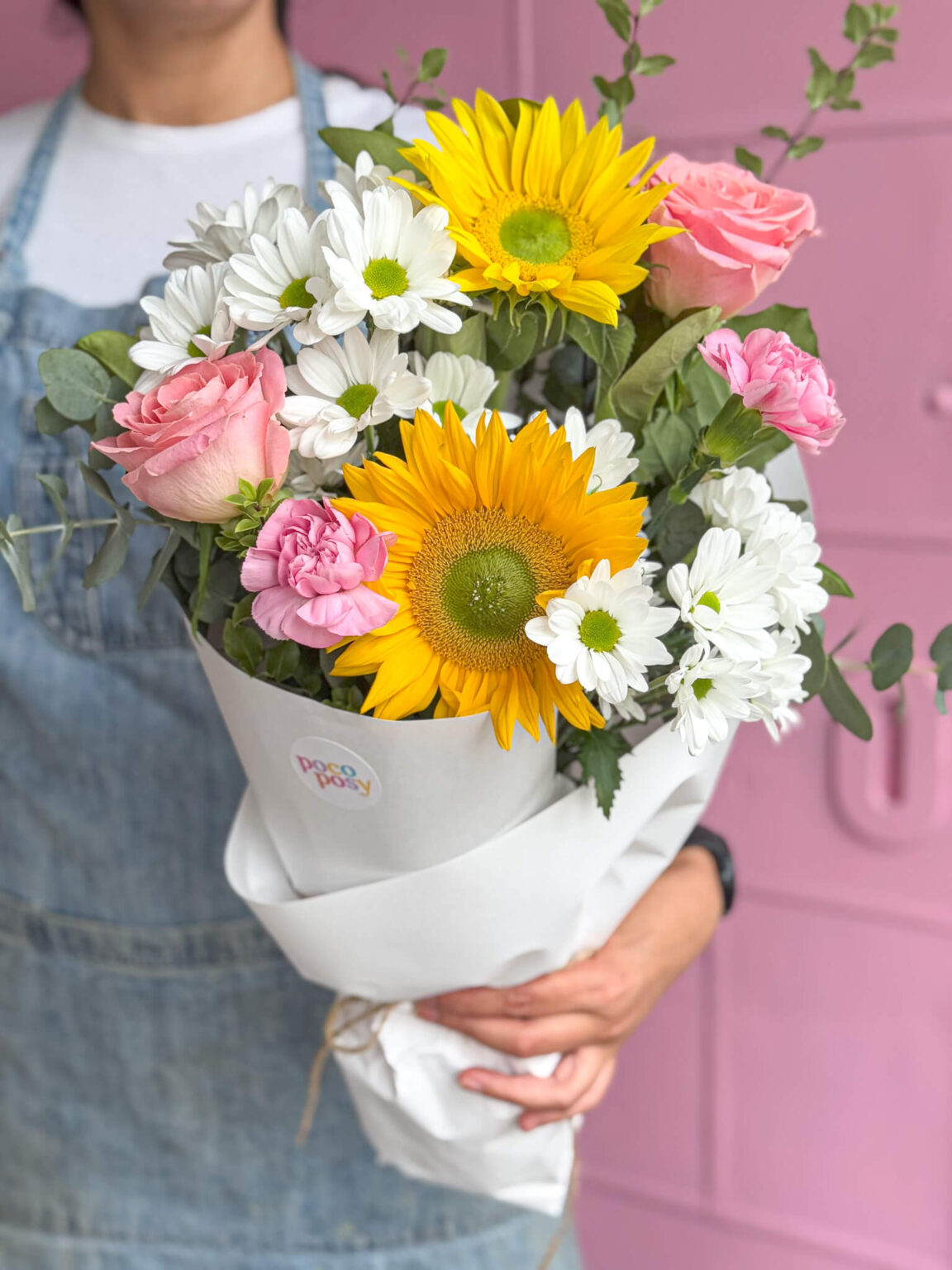 Sunshine Posy Sunflower & Roses Bouquet | Poco Posy