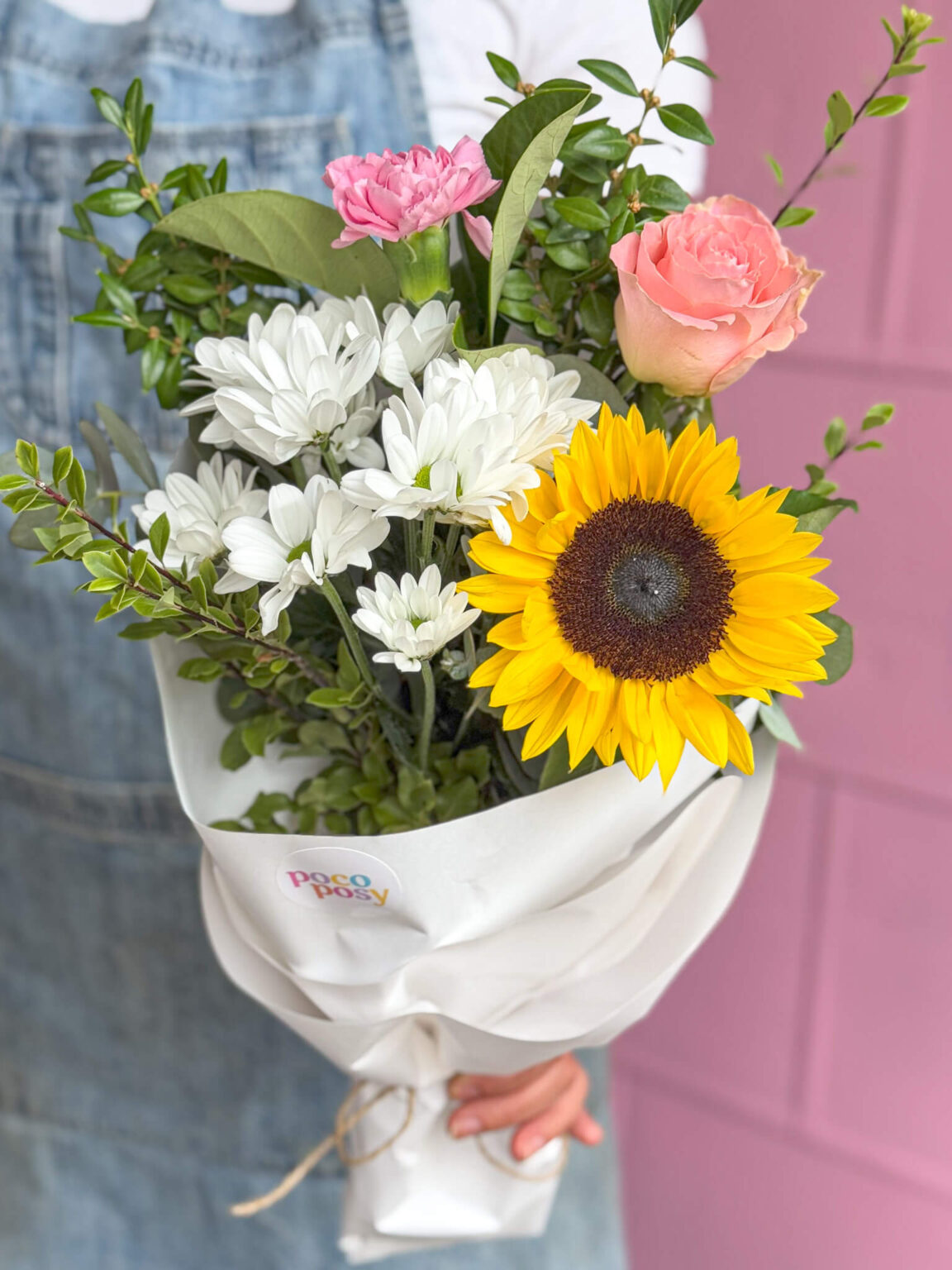 Sunshine Posy Sunflower & Roses Bouquet | Poco Posy