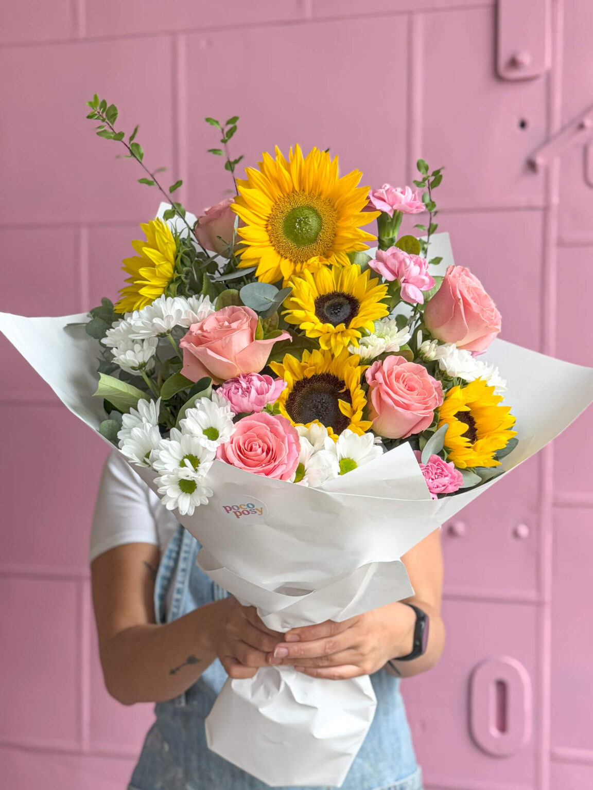 Sunshine Posy Sunflower & Roses Bouquet | Poco Posy